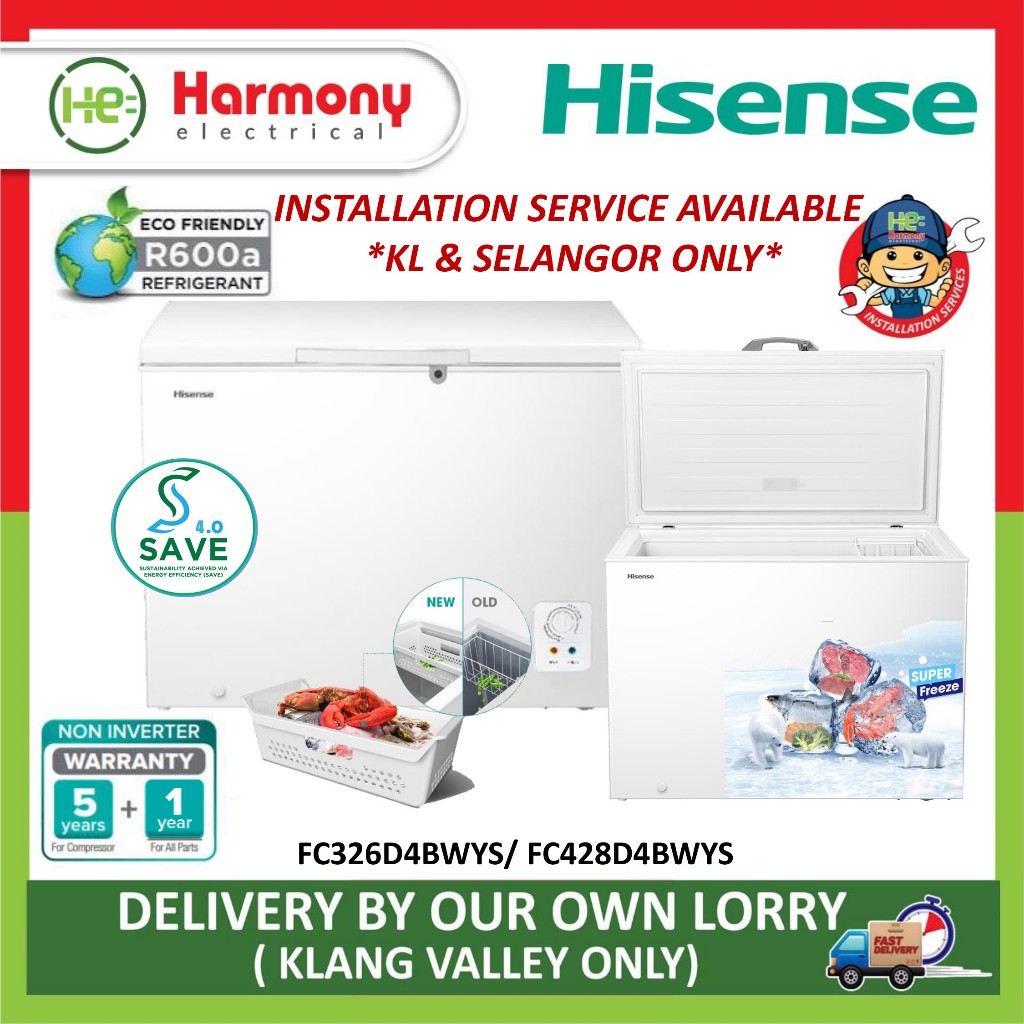 SAVE 4.0 (FREE DELIVERY + INSTALL KL SELANGOR) HISENSE 350L Chest ...