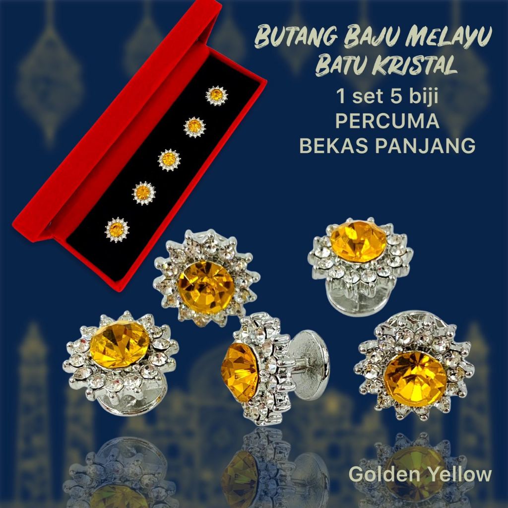 Elegant Brooch 1 set [Free Box] Butang Baju Melayu Nikah Batu Kristal ...