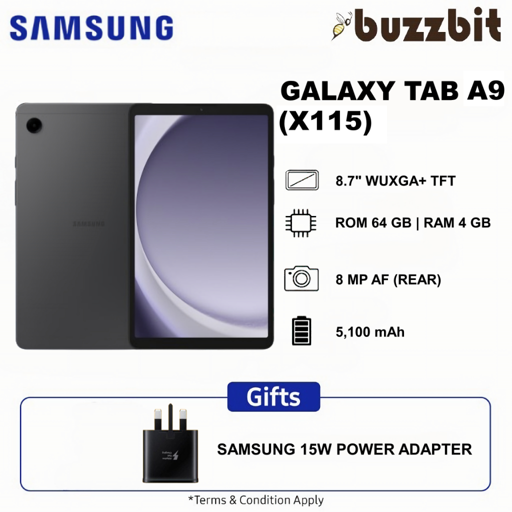 【4GB + 64GB】 Samsung Galaxy Tab A9 LTE (X115) With 15W Adapter ...