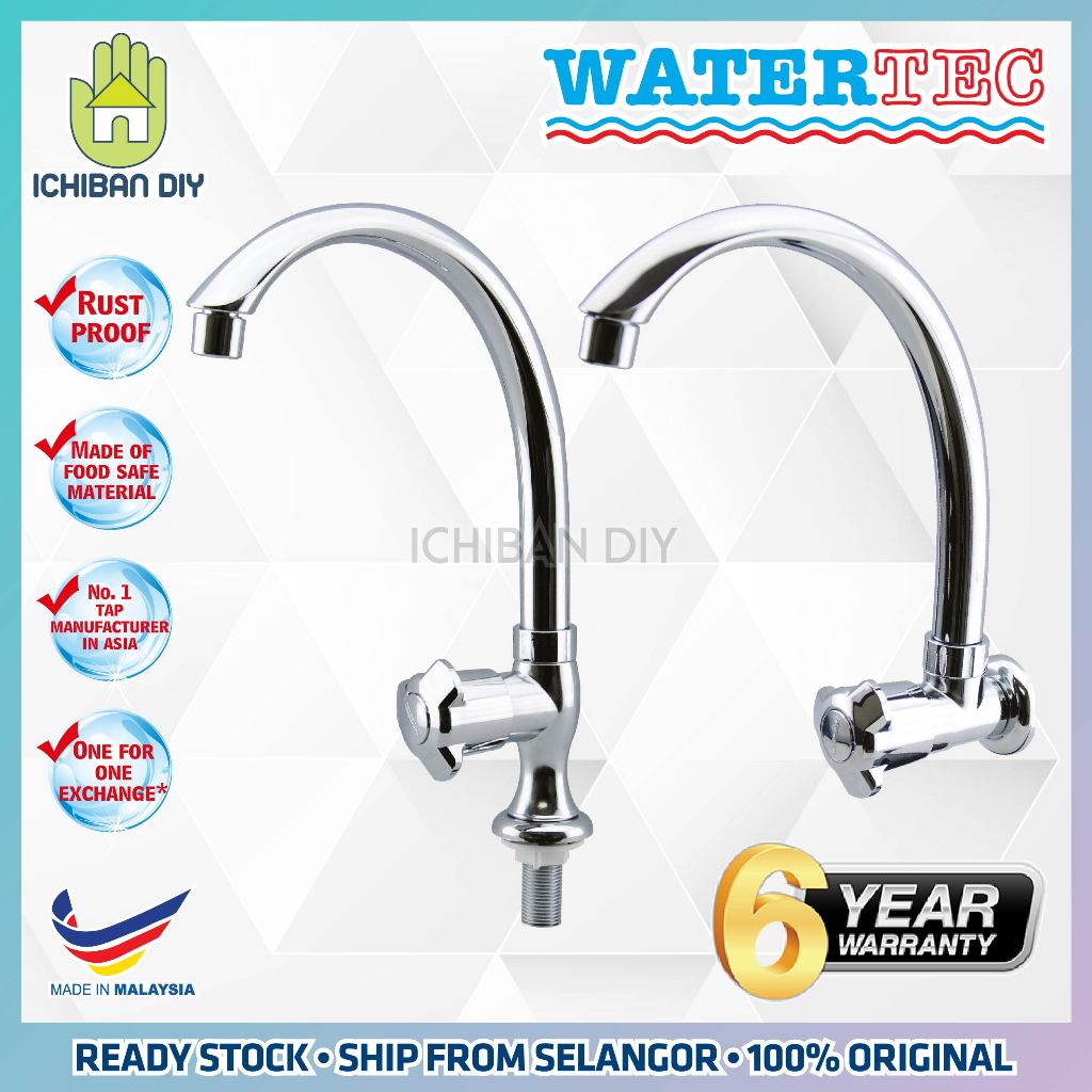 WATERTEC Pillar / Wall Sink Tap K4tana 103 N Wtc Chrome White Kitchen ...