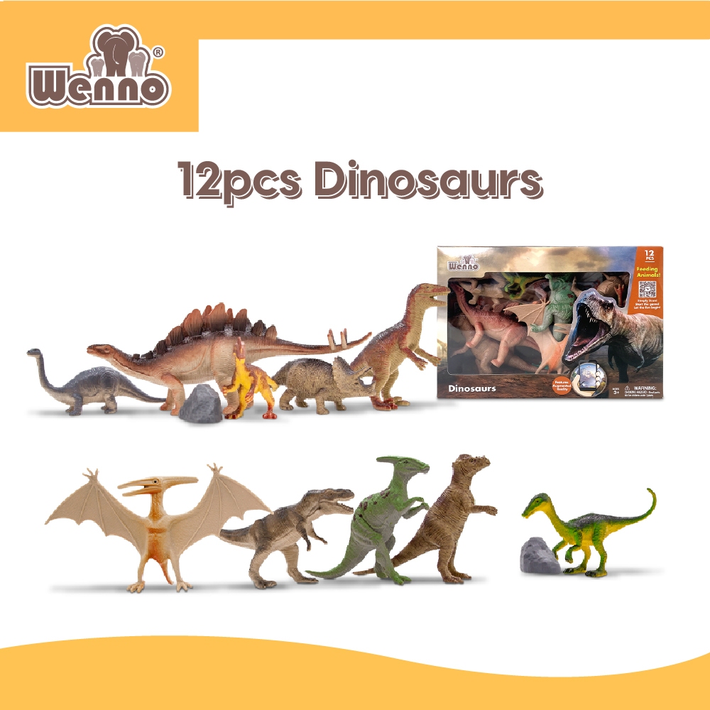 Wenno 12pcs Dinosaurs in window box Educational Realistic Plastic ...