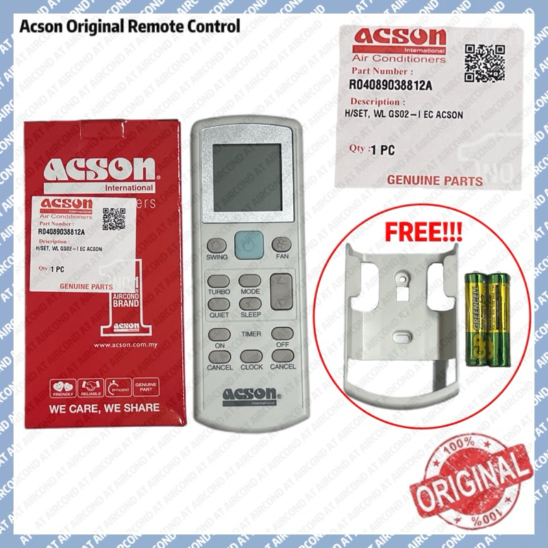 (Original) ACSON Remote Control Aircond Original 100% (FREE Battery ...