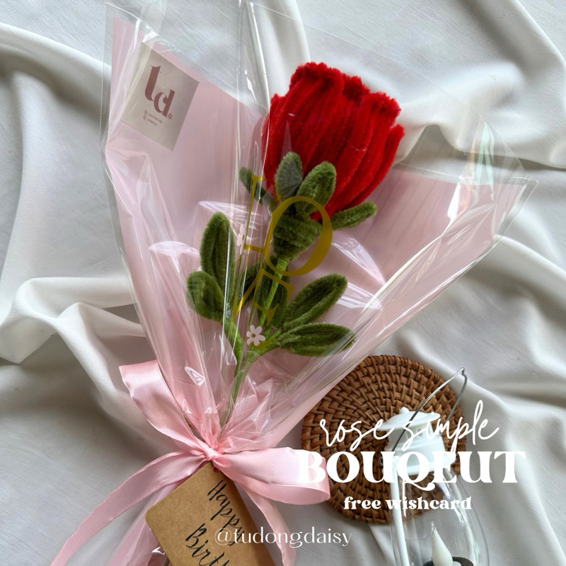 [FREEWISHCARD] SIMPLE BOUQEUT FLUFFY FLOWER BUNGA KAWAT BULU MURAH ...