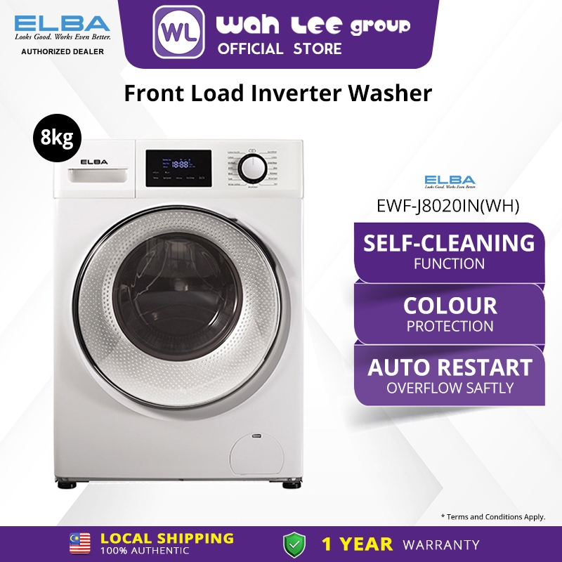 ELBA 8KG Front Loading Washer EWF-J8020IN(WH) - 15 Washing Programmes ...