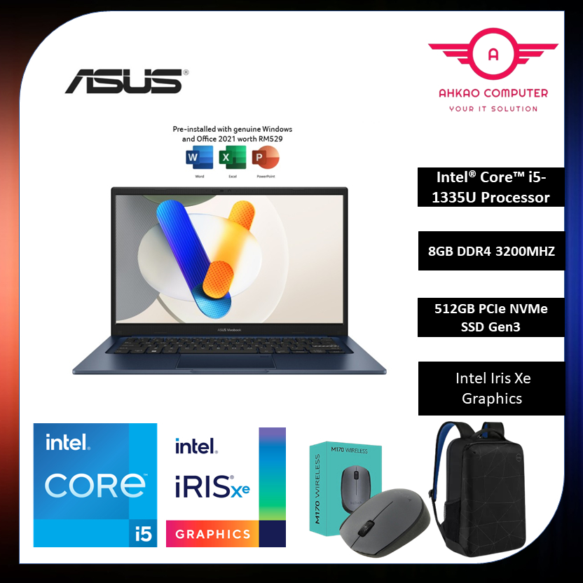 Asus VivoBook 14 A1404V-AAM166WS 14'' FHD Laptop Blue ( I5-1335U, 8GB ...