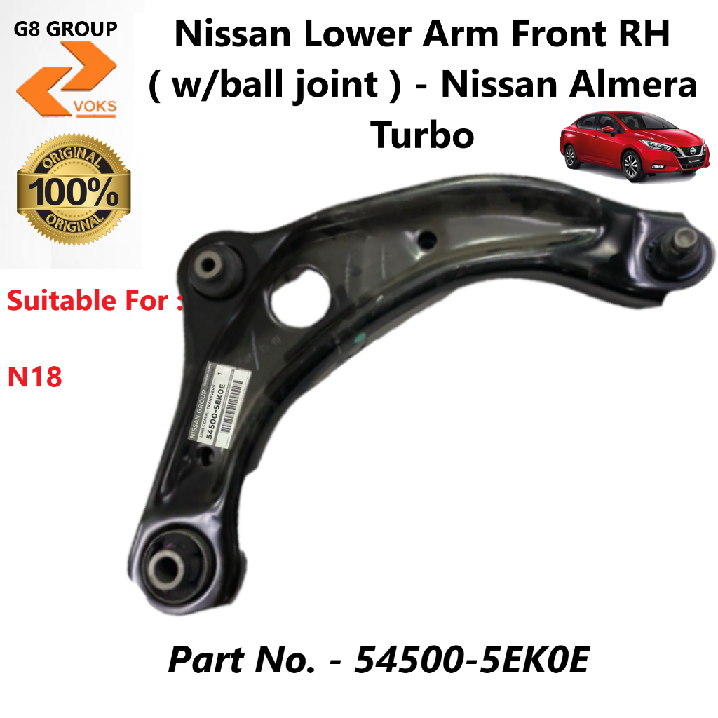 Nissan Lower Arm Front RH (w/ball joint ) - Nissan Almera Turbo ( 54500-5EK0E ) | Shopee Malaysia
