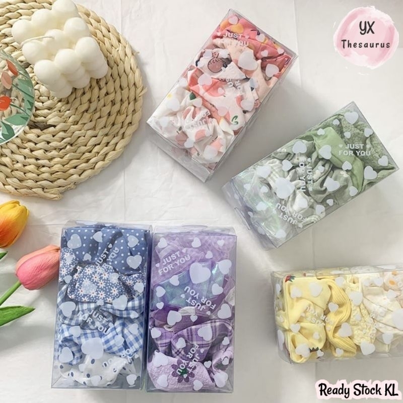 (Ready Stock) Korean Scrunchies Color Set Mini Floral Flower Abstract ...