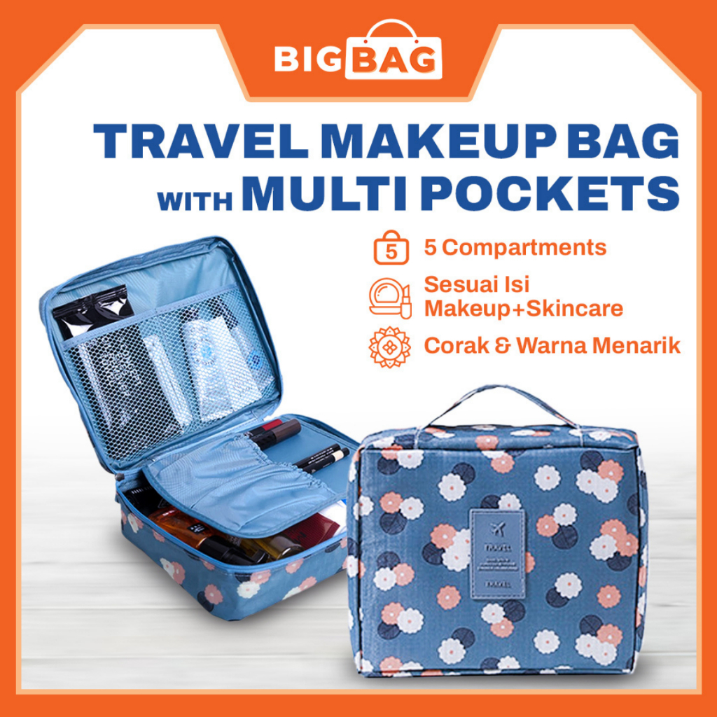 Travel Makeup Bag Cosmetic Pouch Beg Makeup Besar Travel Toiletries Bag ...
