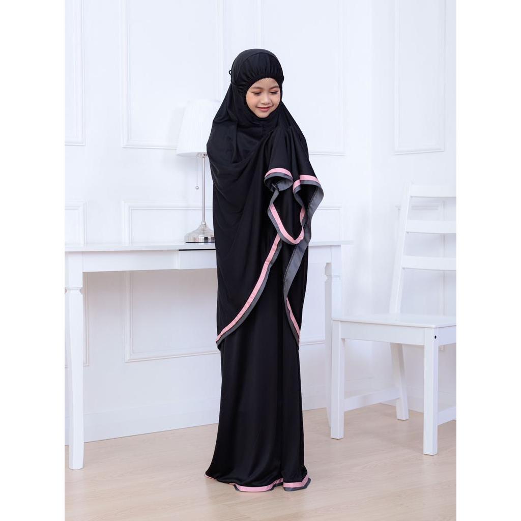 Telekung Arafa Budak Warna Hitam (Kain Lycra Viscose) | Shopee Malaysia