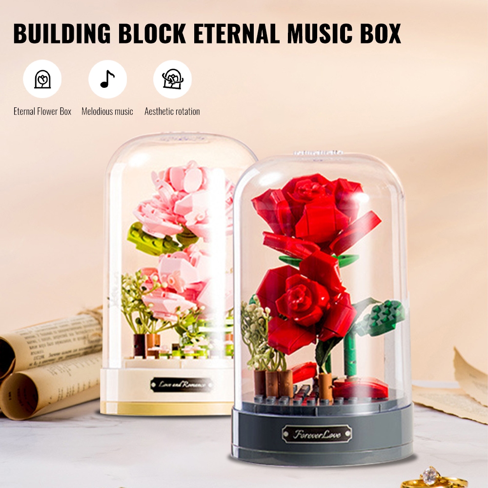 Eternal Flower Music Box Transparent Cover Bouquet Flowers Gift ...