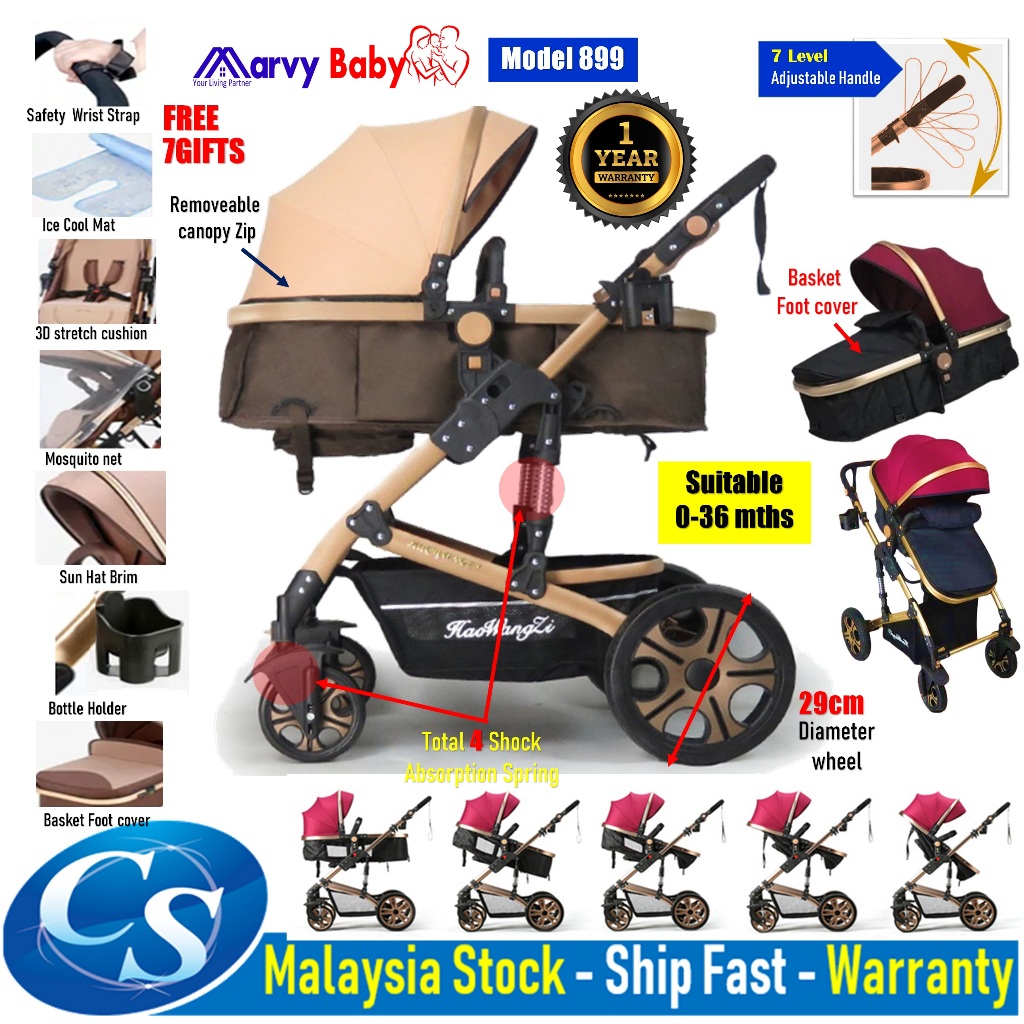 Lightweight 2 Way Foldable Baby Stroller Newborn & Toddler High View ...
