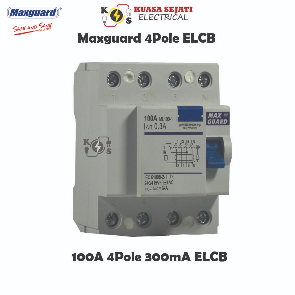 Maxguard 25A, 40A, 63A, 100A 2Pole ~ 4Pole RCCB (ELCB) | Shopee Malaysia