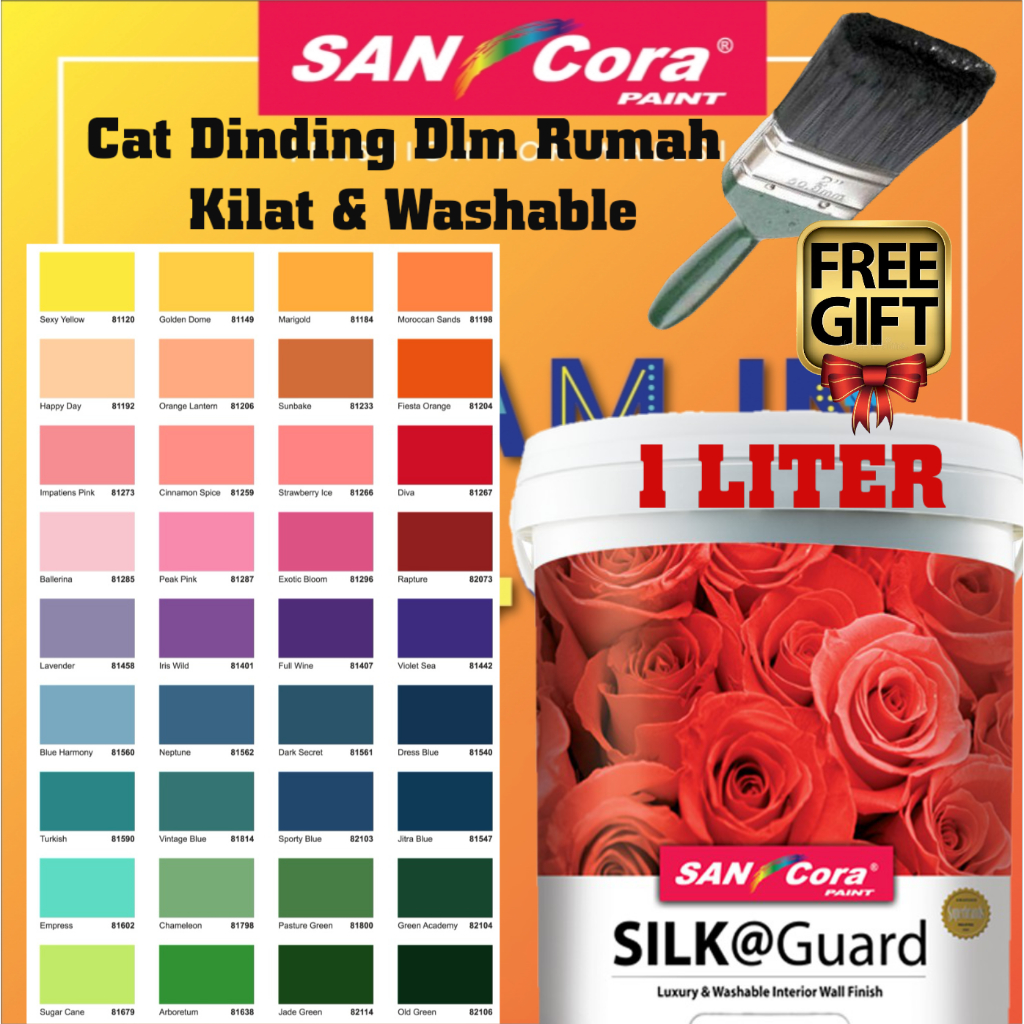 SANCORA SILK GUARD 1 LITER INTERIOR SHEEN & WASHABLE WALL PAINT CAT ...