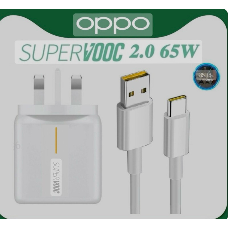 OPPO VOOC & SUPERVOOC 2.0 65W/80W Flash Charger Adapter Vooc TYPE-C ...