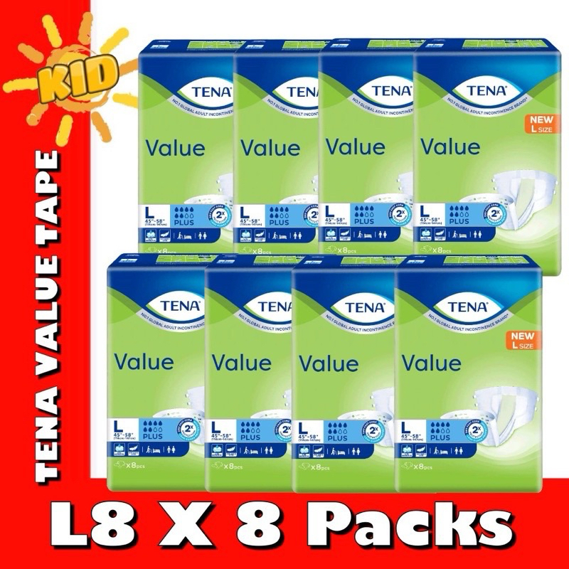 TENA VALUE ADULT TAPE DIAPERS (M10/L8/XL8 X 8 Packs) | Shopee Malaysia
