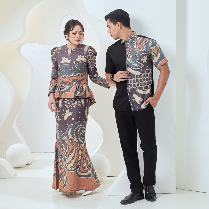 Rossa Collections Batik Couple Set Chyara Raya 2024 in Peach [NEW ...
