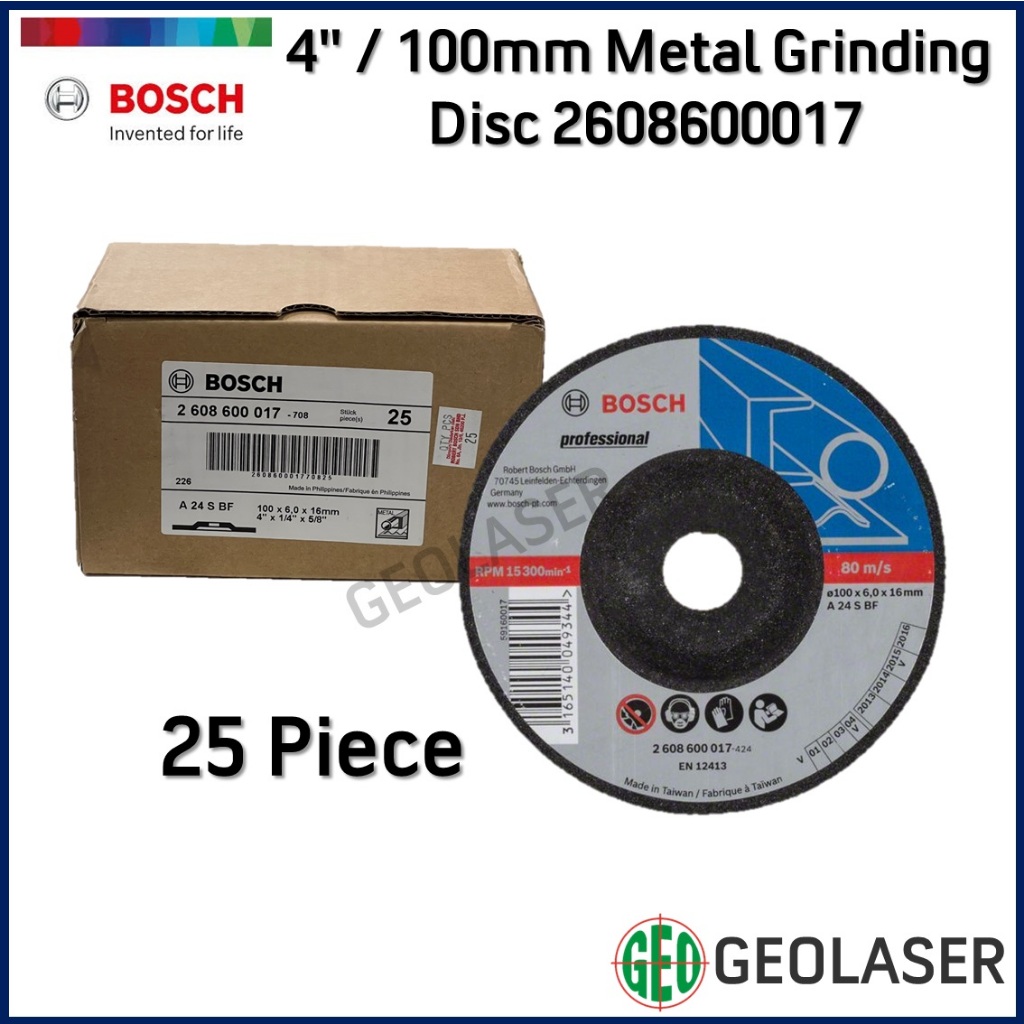 Bosch 4"/100mm Metal Grinding Disc with Depressed Centre (100 x 6 x 16 ...