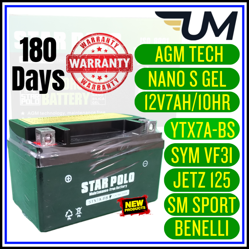 YTX7A YTX7A-BS GEL SYM VF3I 185 MOTORCYCLE BATTERY KARISMA COMEL EVOZ ...