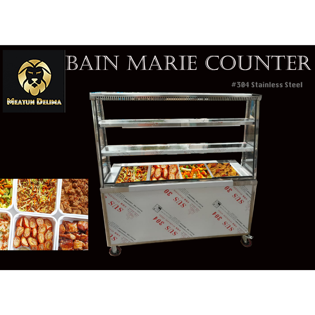 STAINLESS STEEL BAIN MARIE COUNTER/ FOOD WARMER/Pemanas makanan Bain ...