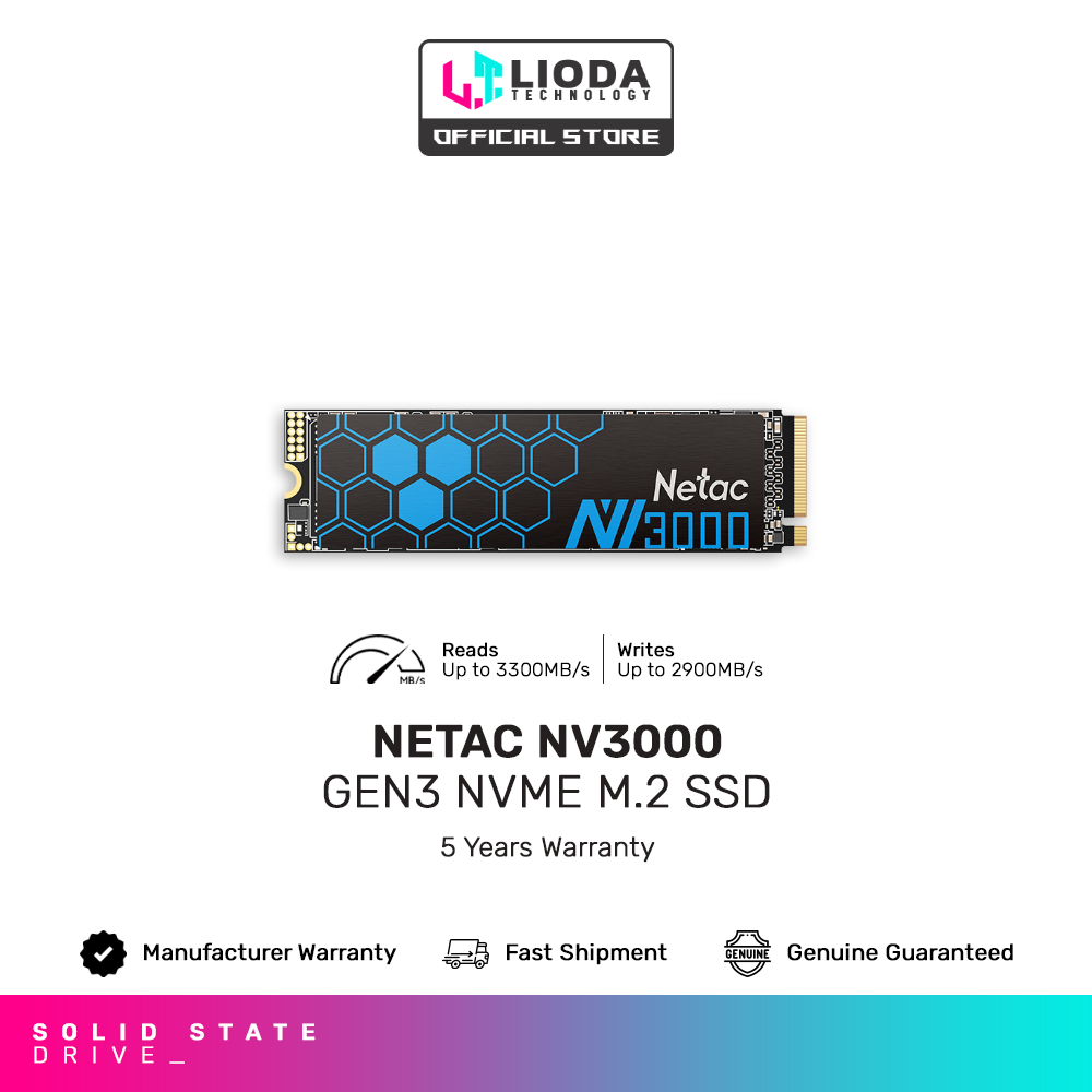 Netac Nv3000 Pcie Gen 3 M 2 Nvme Ssd 500gb 1tb 2tb Shopee Malaysia