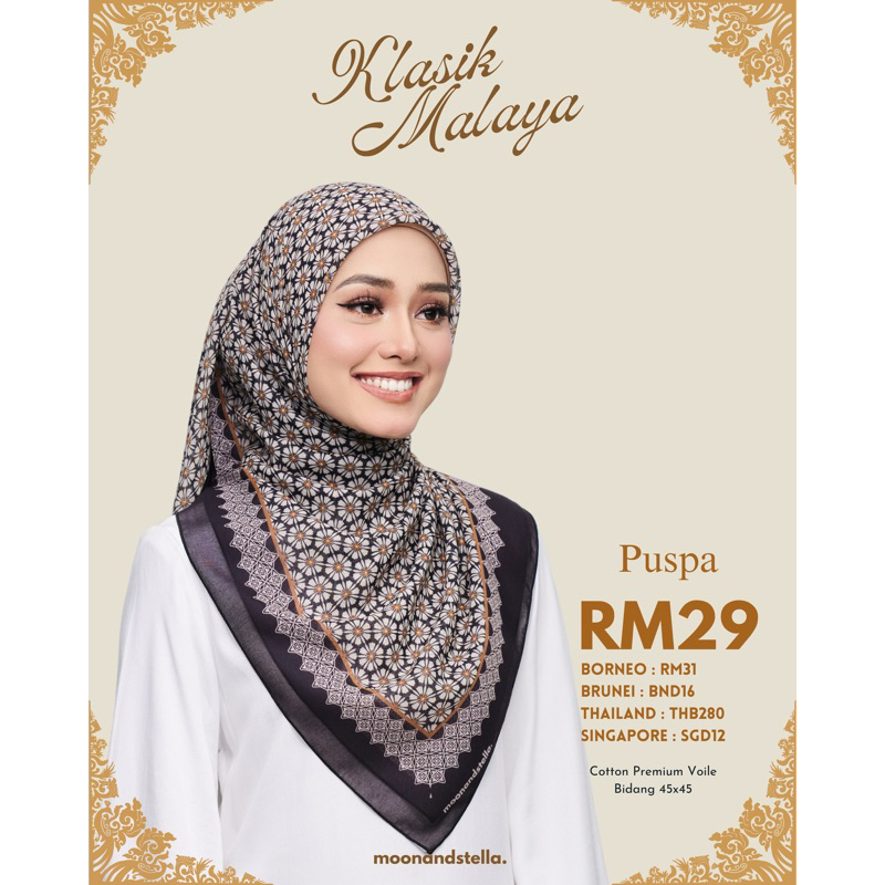 🔥NEW ITEM🔥MOONANDSTELLA KLASIK MALAYA INSTANT SHAWL AZ LISAA (NEW) AMEERA ZAINI TAK PAYAH GOSOK ...