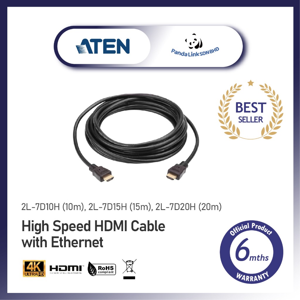 ATEN 4K HDMI 2.0 High Speed HDMI Cable with Ethernet (10m, 15M, 20M ...