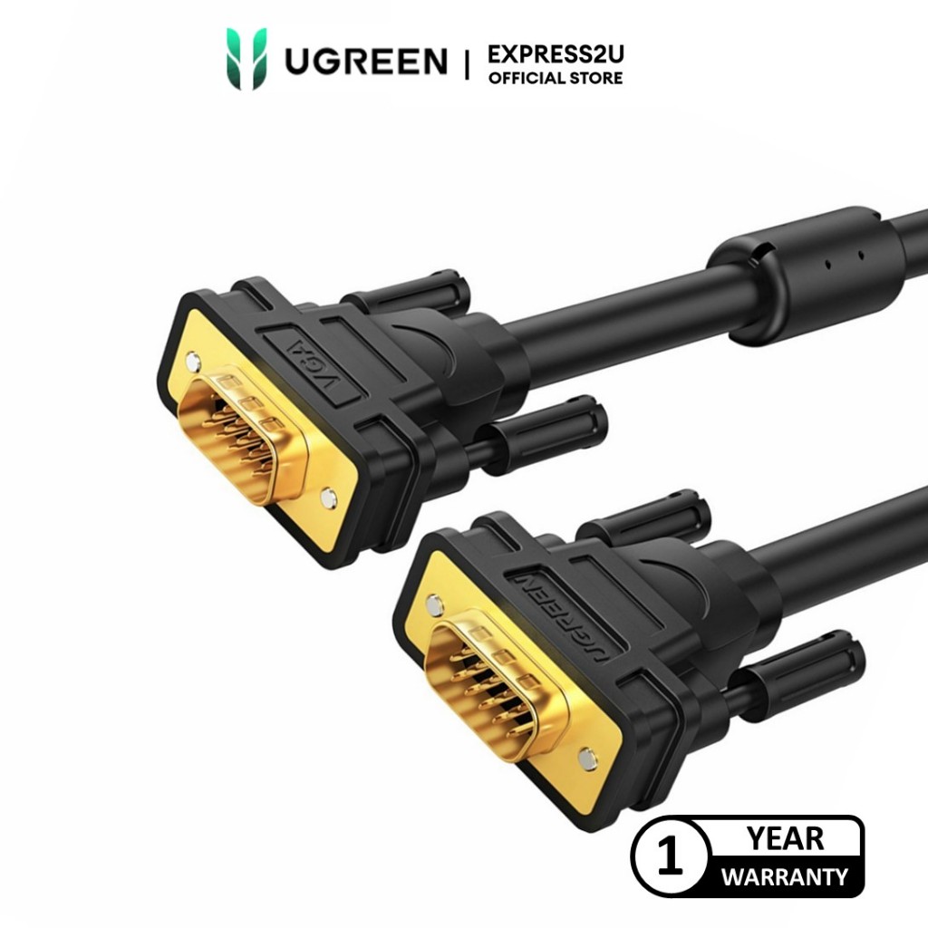 UGREEN VGA MALE TO MALE CABLE 1.5M/1M/2M/3M/5M (BLACK) | Shopee Malaysia