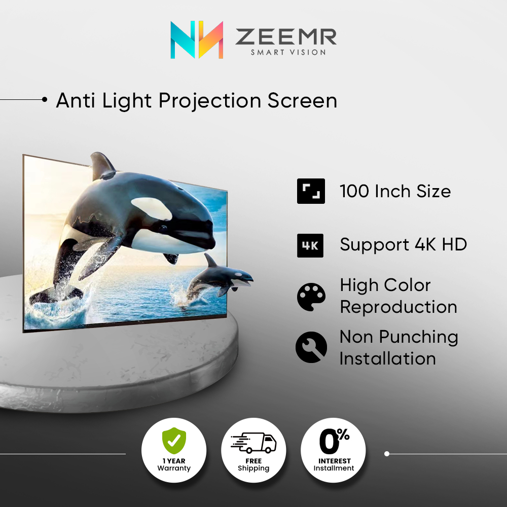 ZEEMR Skrin Tayangan Filem HD Foldable Portable Projection Movies ...