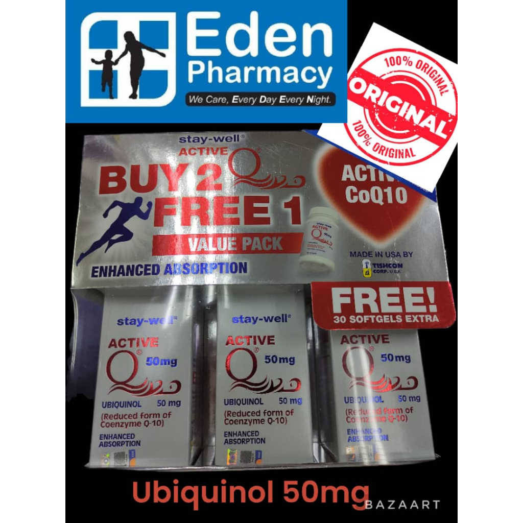 Stay-well active Q 50mg ( staywell coenzyme Q10 Ubiquinol ) | Shopee ...