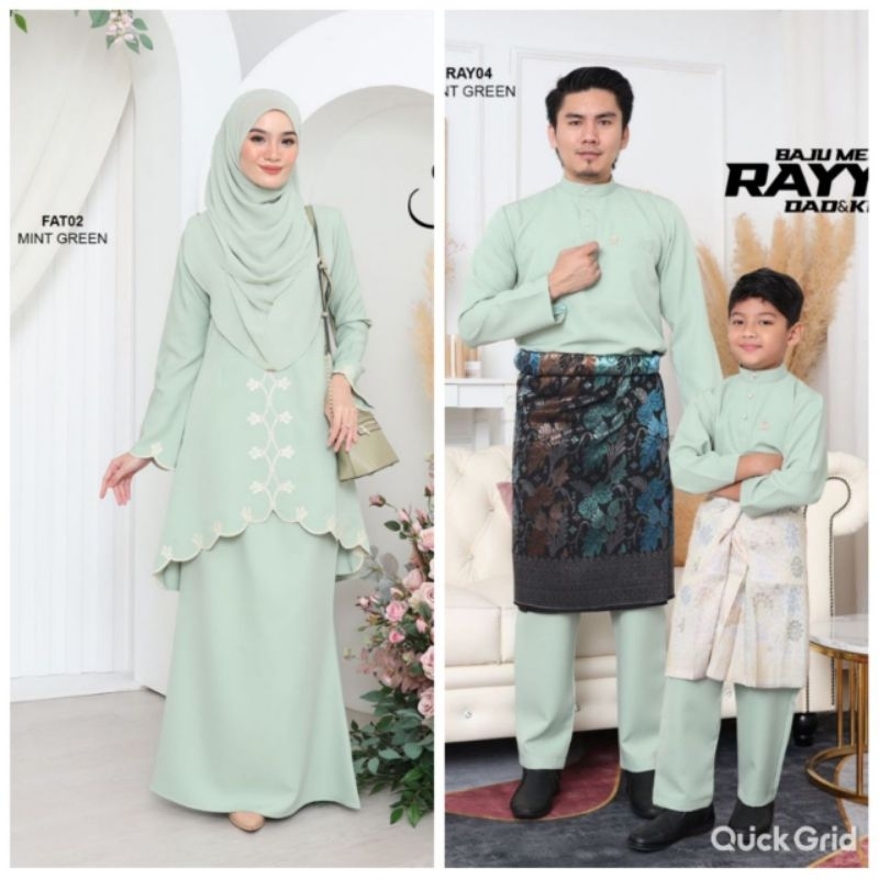 NEW | FAMILY SET SEDONDON | KURUNG FATIYA, BAJU MELAYU RAYYAN & KURTA NUBHAN | MINT GREEN ...