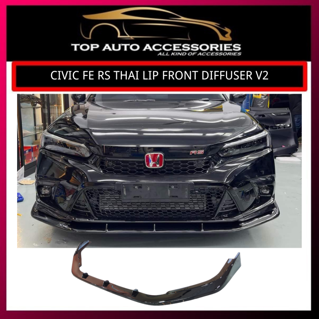 HONDA CIVIC FE 2022-PRESENT RS THAI LIP V2 FRONT DIFFUSER/ FRONT LIP ...