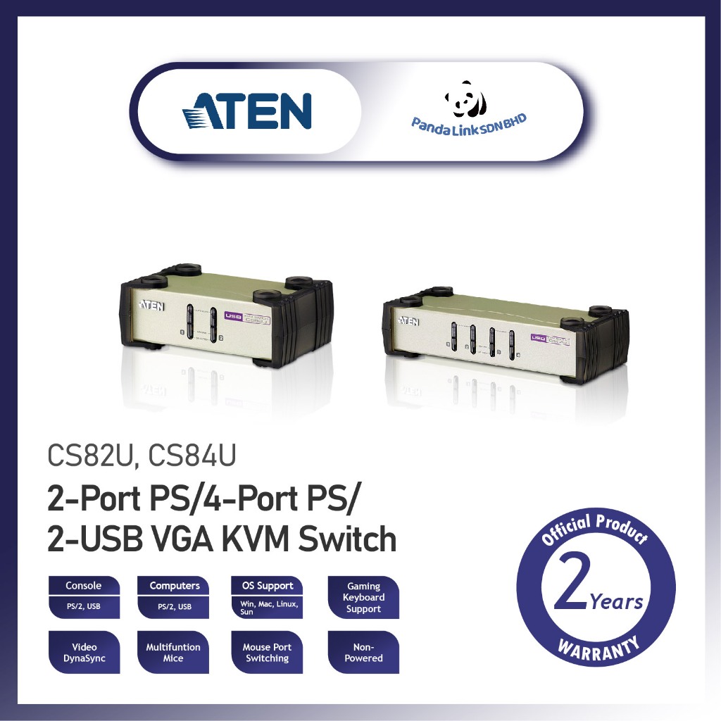 ATEN CS82U/CS84U 2-Port/4-Port PS/2-USB VGA KVM Switch | Shopee Malaysia