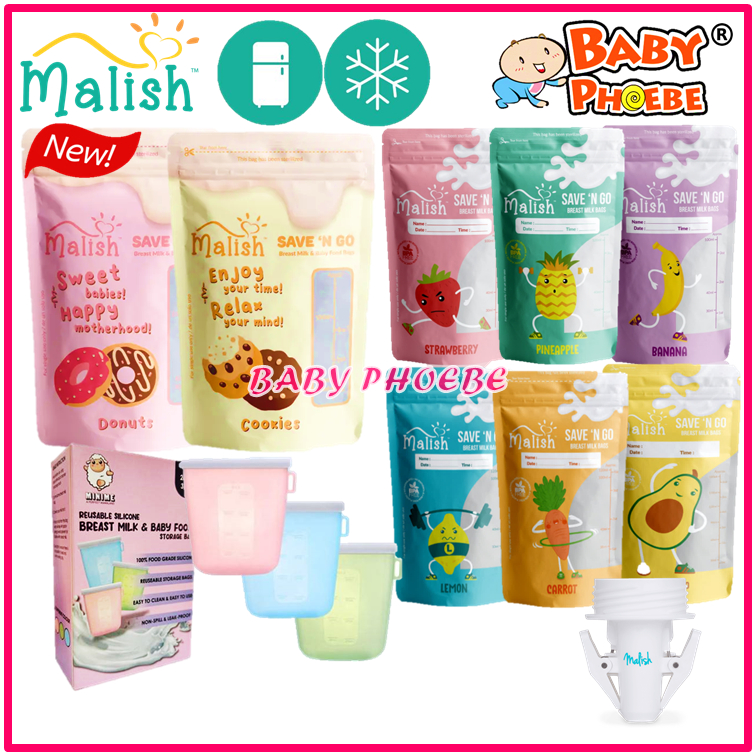 Malish Save 'N Go Breast Milk Storage Bags 3oz/3.4oz/4oz/6oz/8oz Baby ...