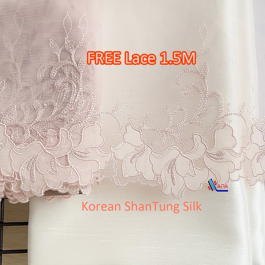 【FREE LACE】Shantung Shining Silk Bidang 58 Fabric For Bride's Dress Ana ...