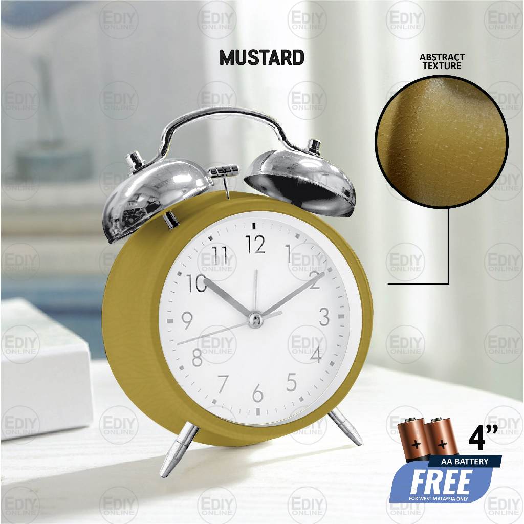4"Classic Retro Quartz Alarm Clock Loud Sound Twin Bell Analogue Desk ...