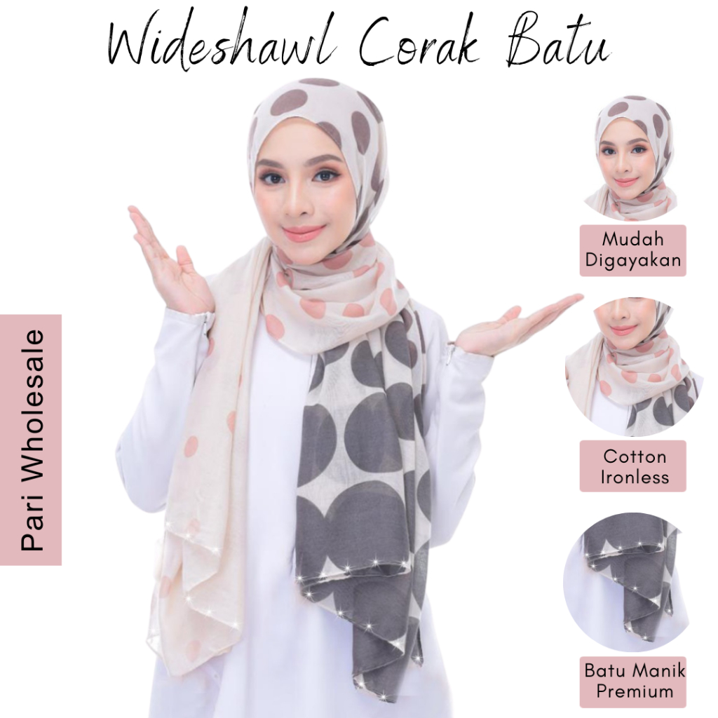 WideShawl Corak Batu Cotton/ Wideshawl Ironless Corak/ Shawl Soft ...