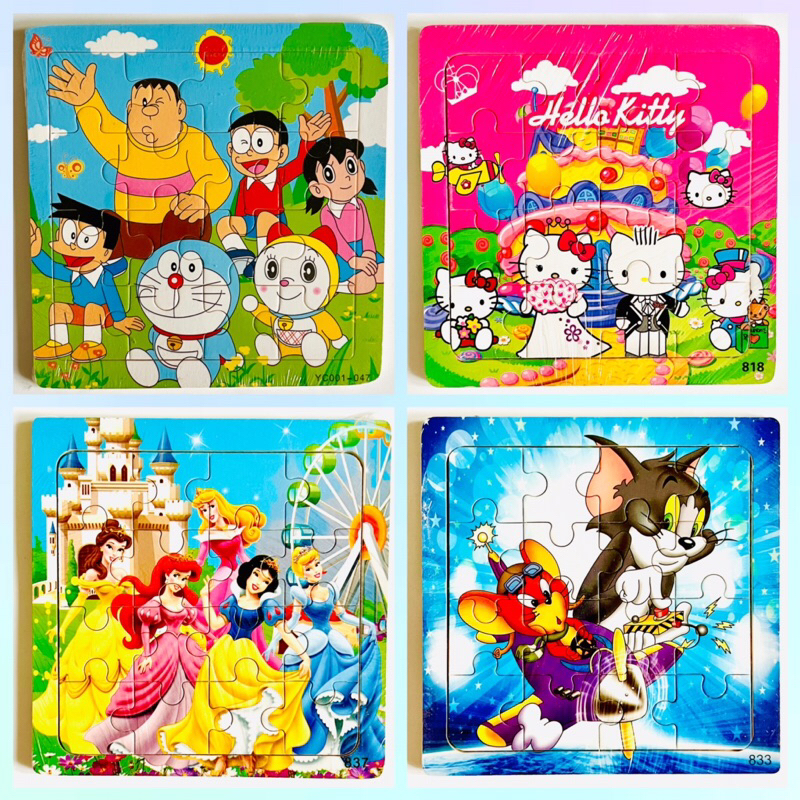 Kids Early Education Cartoon Wooden Puzzle 16pcs Kid Mini Jigsaw Puzzle ...
