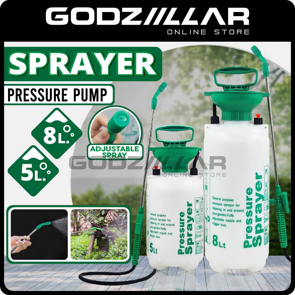 5L & 8L Garden Pressure Sprayer Pump Multipropose Sprayer Adjustable ...