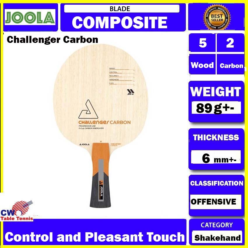 Joola Challenger Carbon Table Tennis Blade Paddle Bat Racket Ping Pong Kayu more control and ...