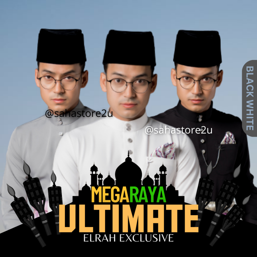 Baju Melayu Ultimate Elrah Exclusive BAJU RAYA Black Off White Ash Grey ...