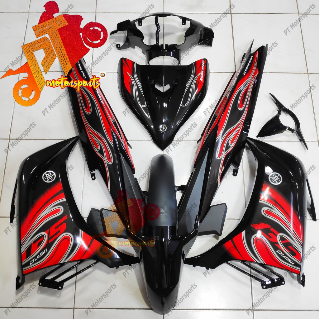Yamaha LC 135 Cover Set Body set Black Kilat Hitam Api Merah Sticker Red MX King V1 V2 V3 V4 V5 ...