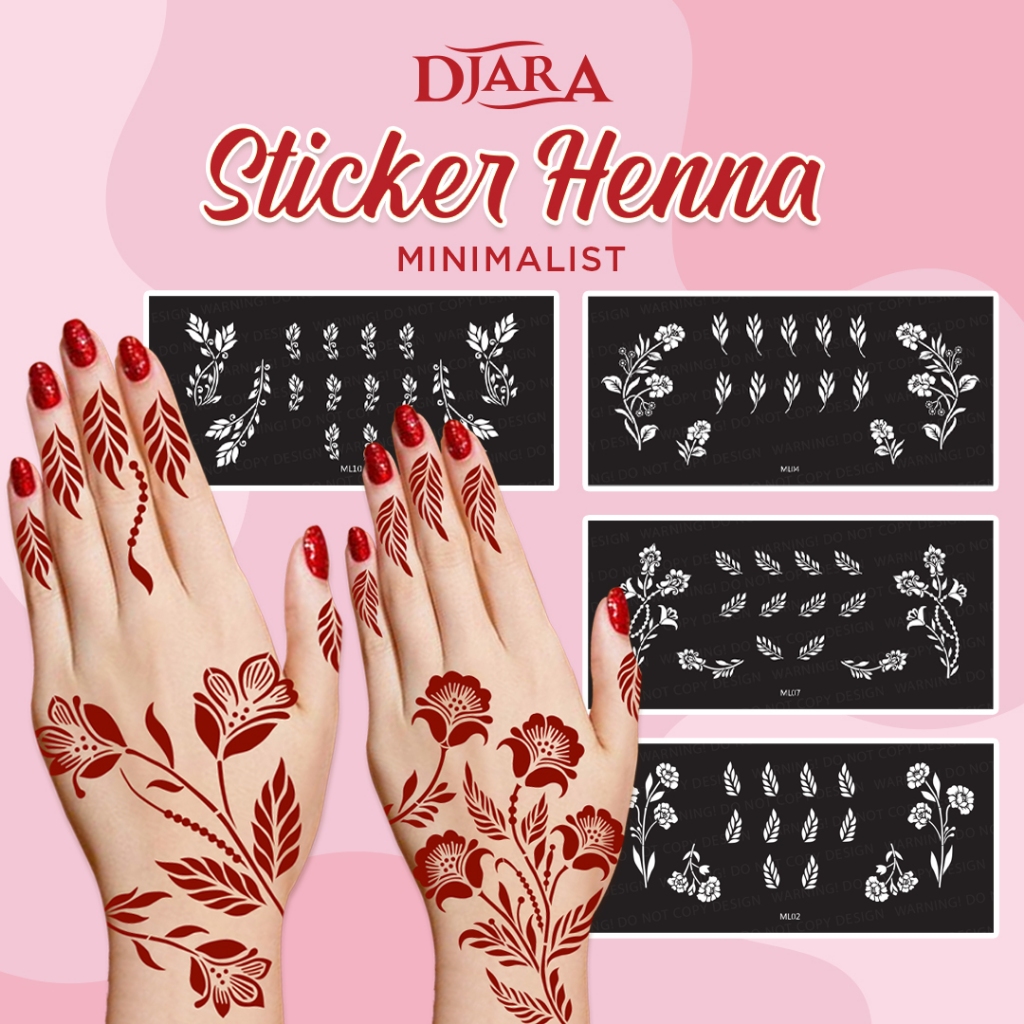 STICKER INAI PENGANTIN DESIGN MINIMALIST / HENNA STICKER STENCIL ...