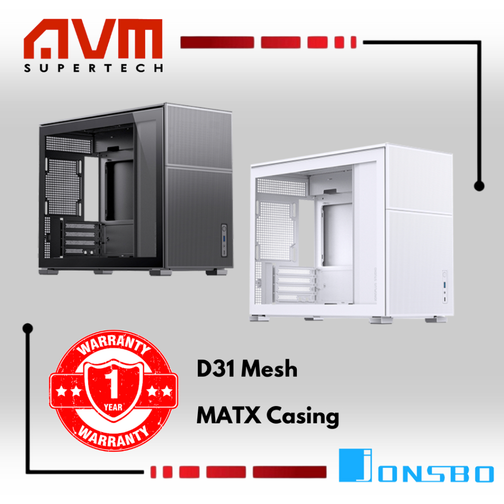 AVM JONSBO D31 Mesh MATX PC Desktop Casing - Black / White | Shopee Malaysia