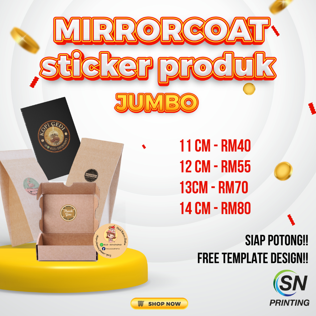 (100 - 300 PCS) STICKER JUMBO SIZE MIRRORCOAT PRODUK CANTIK SUPERGLUE ...