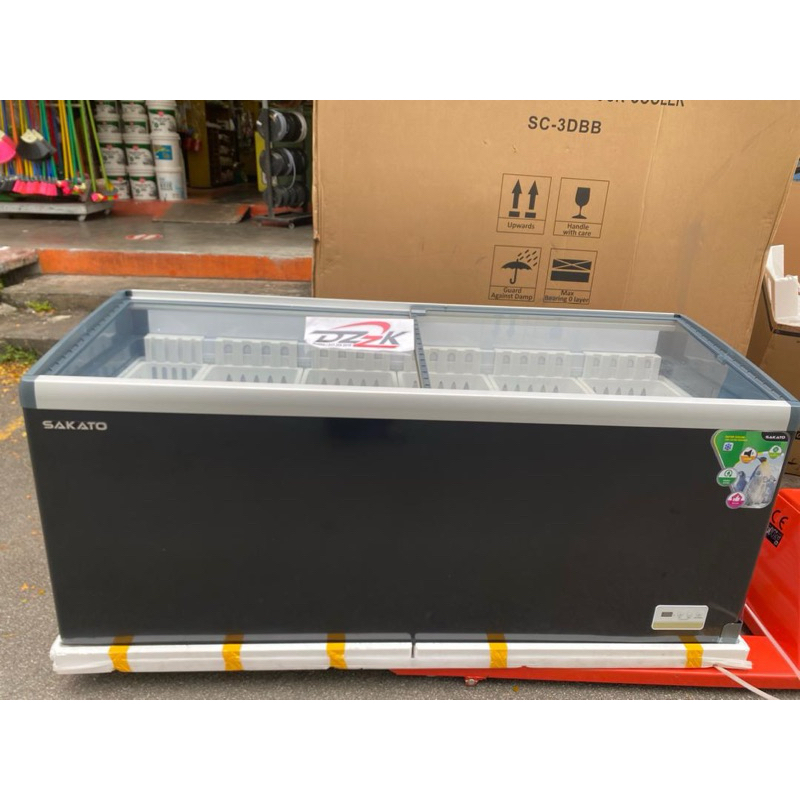 New Glass Top Freezer 700L with LED Light Sakato SSG-700 Black | Shopee ...