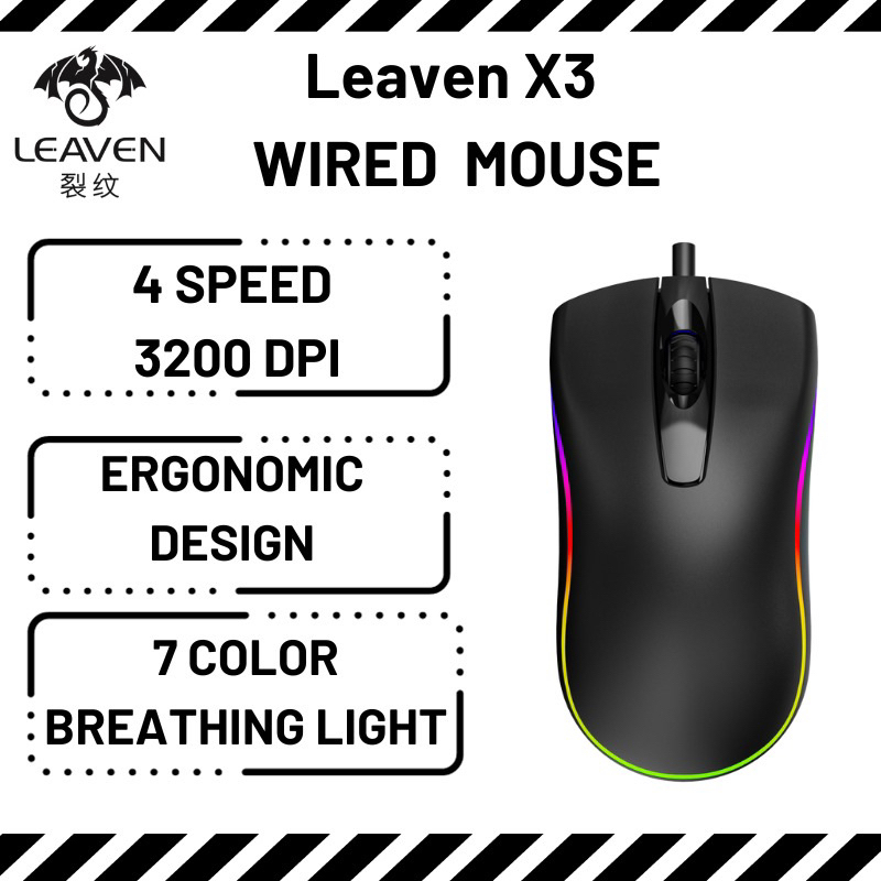 LEAVEN X3 Wired Mouse With Breathing Light Gaming Mouse For Office Home ...