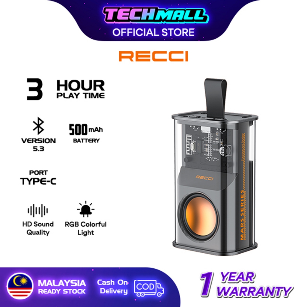 RECCI RSK_W30 TRANSPARENT WIRELESS SPEAKER WITH RGB LIGHT | Shopee Malaysia