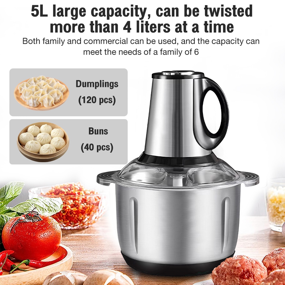 Simmo Electric Meat Grinder 3L/5L Chopper Blender Stainless Steel Food Processor Large Capacity ...