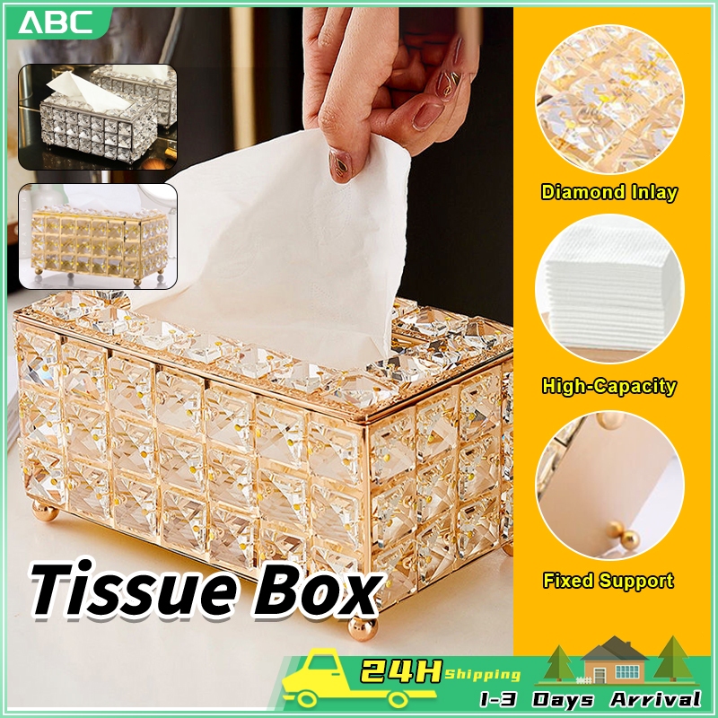 Europe Style Luxury Crystal Tissue Box Paper Towel Crystal Storage Box ...