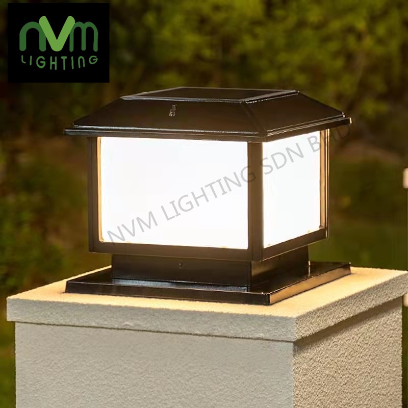LED Solar Pillar light ABS 2 colors outdoor gate wall light garden ...